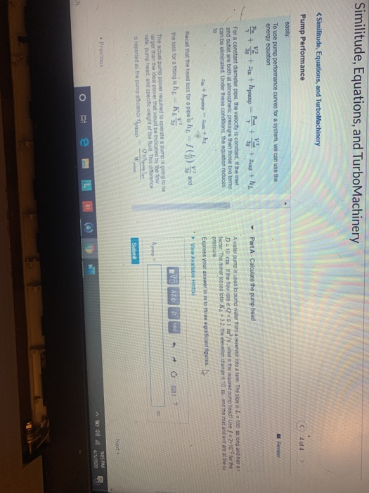 Solved Similitude, Equations, and TurboMachinery easily | Chegg.com