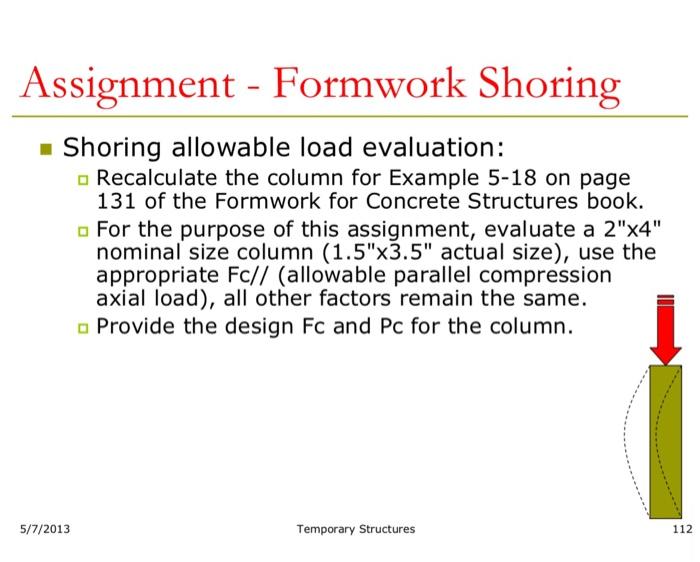 Solved Shoring allowable load evaluation: Recalculate the | Chegg.com