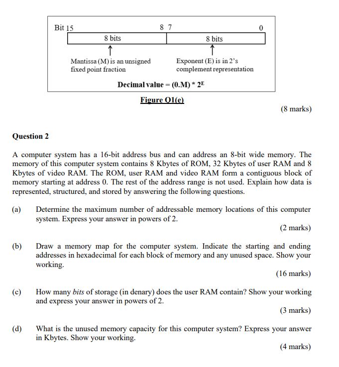 Solved Figure 01(e)(8 ﻿marks)Question 2A computer system has | Chegg.com