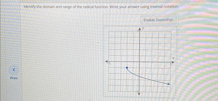 Solved Identify the domain and range of the radical | Chegg.com