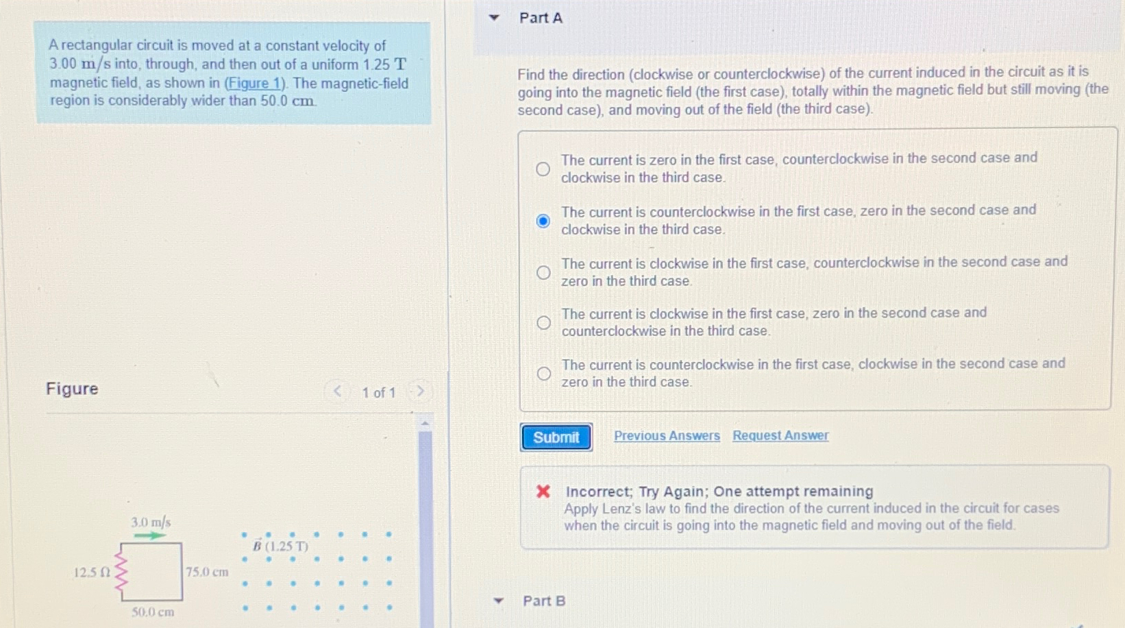Solved A rectangular circuit is moved at a constant velocity | Chegg.com
