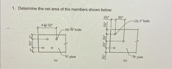 Solved 1. Determine the net area of the members shown below: | Chegg.com