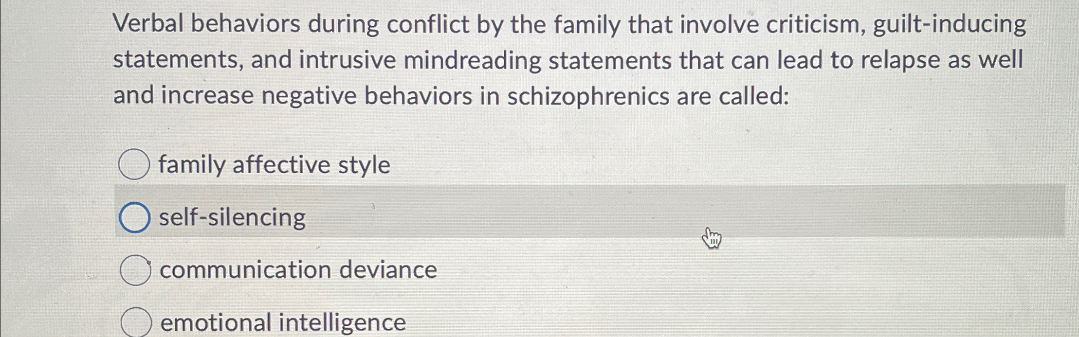 Solved Verbal behaviors during conflict by the family that | Chegg.com