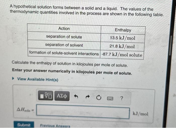 Solved A hypothetical solution forms between a solid and a | Chegg.com