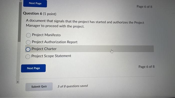 Solved A document that signals that the project has started | Chegg.com