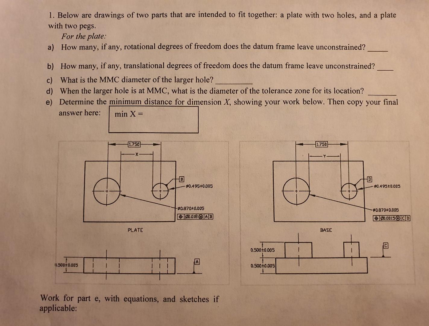 Solved 1. Below are drawings of two parts that are intended | Chegg.com