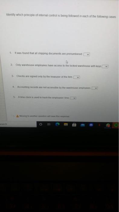 Solved The principles of internal control include the | Chegg.com