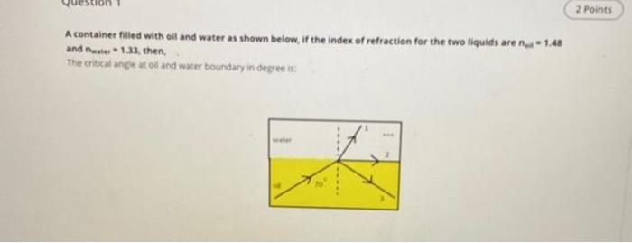 Solved A container filled with oil and water as shown below, | Chegg.com