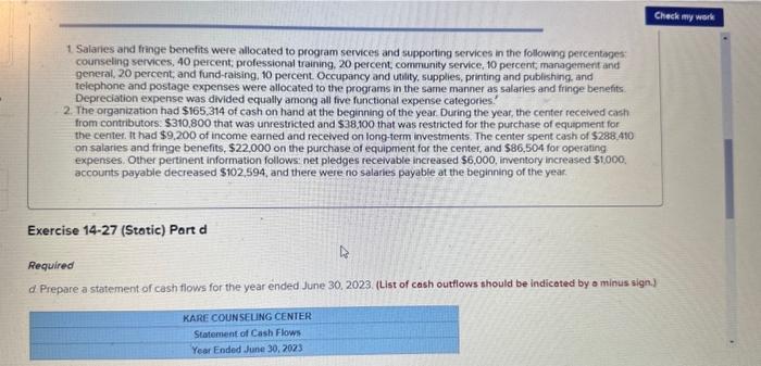 Solved Exercise 14-27 (Static) Prepare Financial Statements | Chegg.com