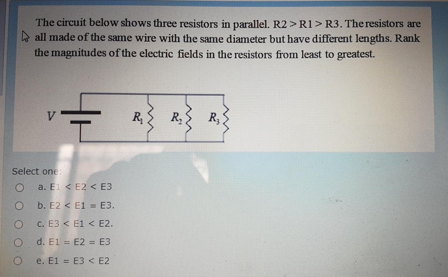 Solved The circuit below shows three resistors in parallel. | Chegg.com