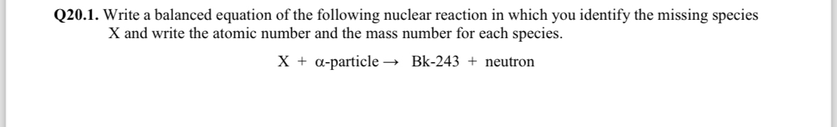 Solved Q20.1. ﻿Write a balanced equation of the following | Chegg.com