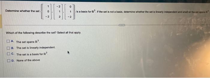 Solved Determine whether the set | Chegg.com