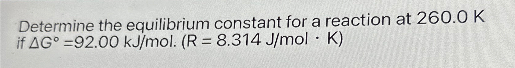 Solved Determine the equilibrium constant for a reaction at | Chegg.com