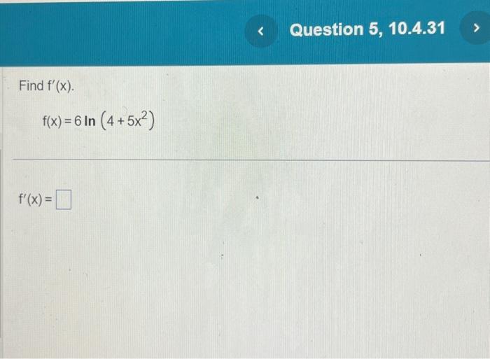 Solved Find the derivative. f(x)=48x2+5 f′(x)=Find f′(x). | Chegg.com