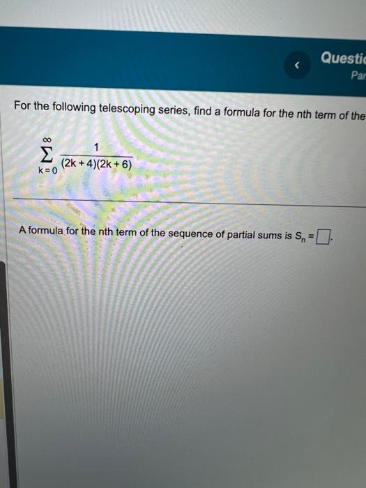 Solved For the following telescoping series, find a formula | Chegg.com