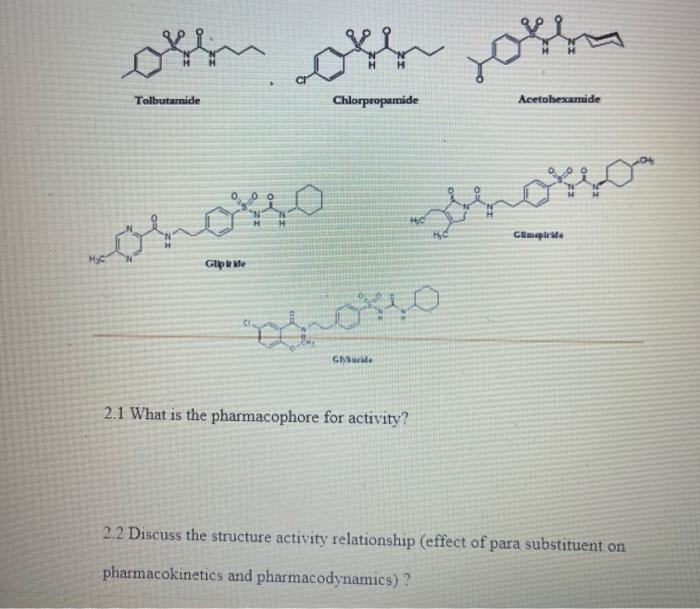 Solved Tolbutamide Chlorpropamide Acetohexamide Ghauride 2.1 | Chegg.com
