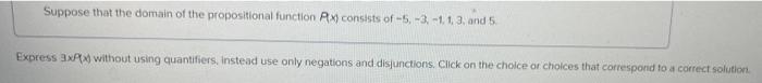 Solved Suppose that the domain of the propositional function | Chegg.com