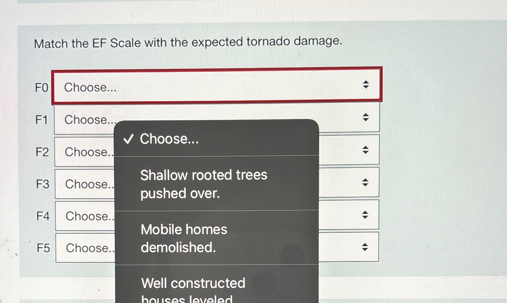 Solved Match the EF Scale with the expected tornado | Chegg.com