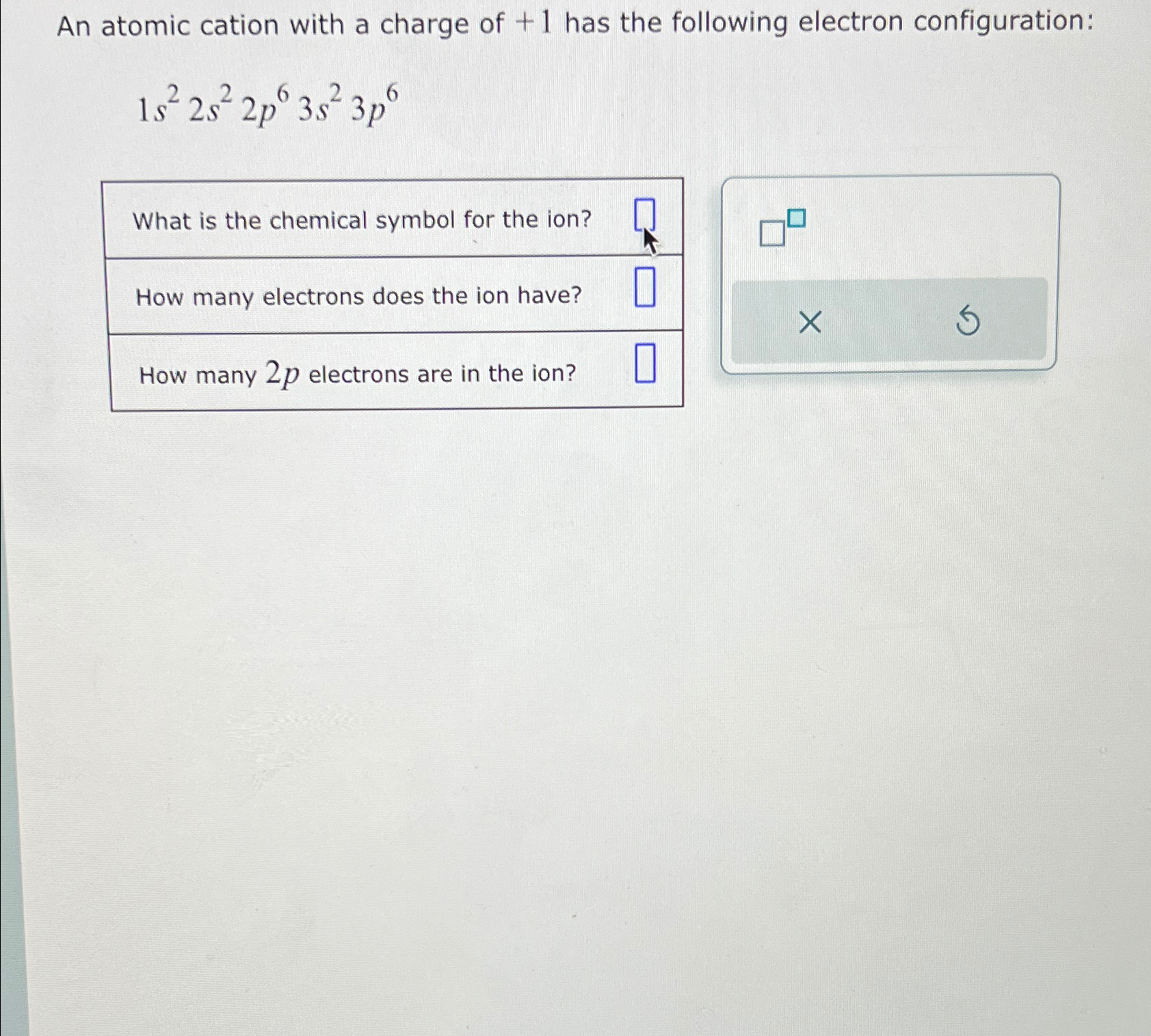Solved An Atomic Cation With A Charge Of 1 ﻿has The