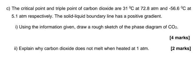 Solved c) The critical point and triple point of carbon | Chegg.com