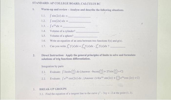 Solved 1. Warm-up and review - Analyze and describe the | Chegg.com