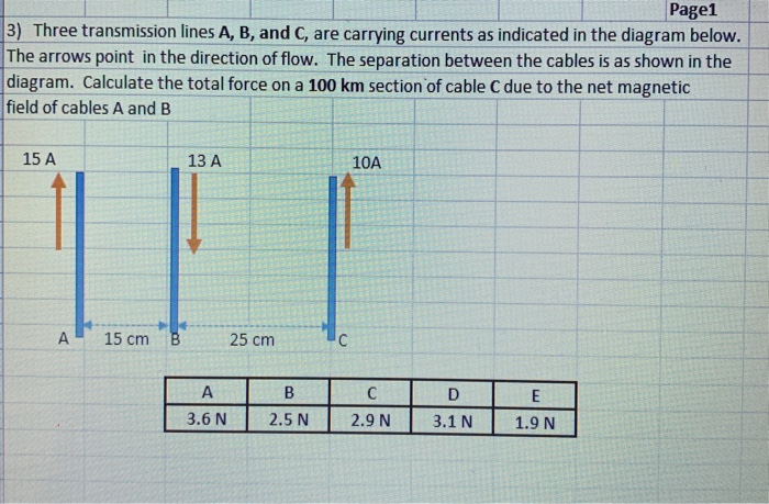 Solved Page1 3) Three transmission lines A, B, and C, are | Chegg.com