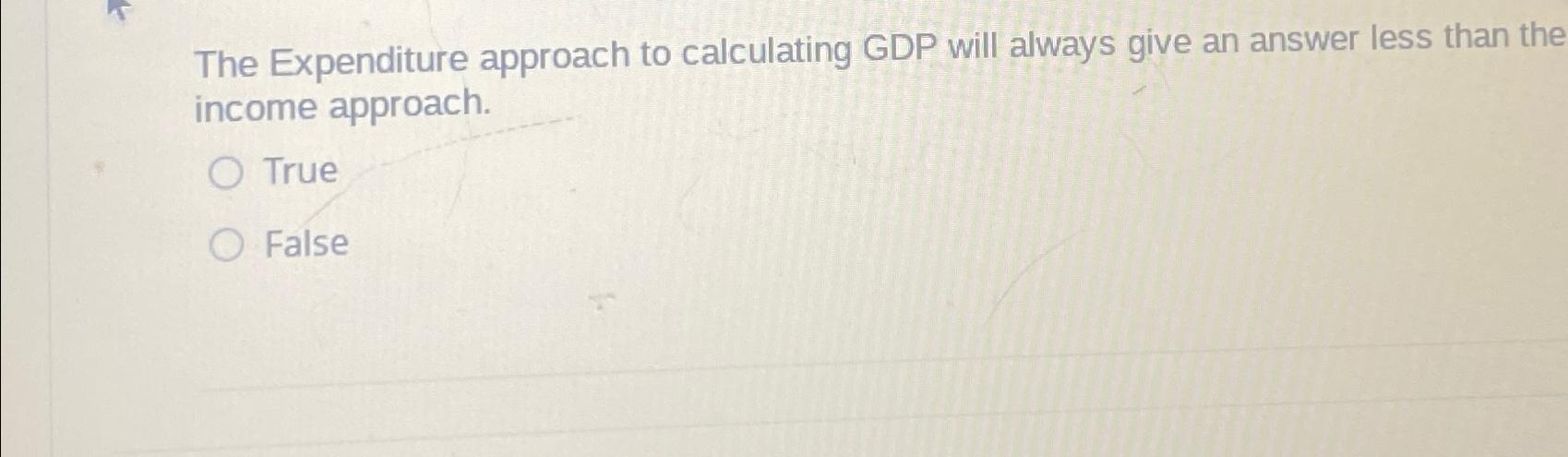 Solved The Expenditure approach to calculating GDP will | Chegg.com