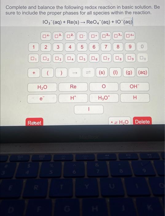 Solved Complete and balance the following redox reaction in | Chegg.com