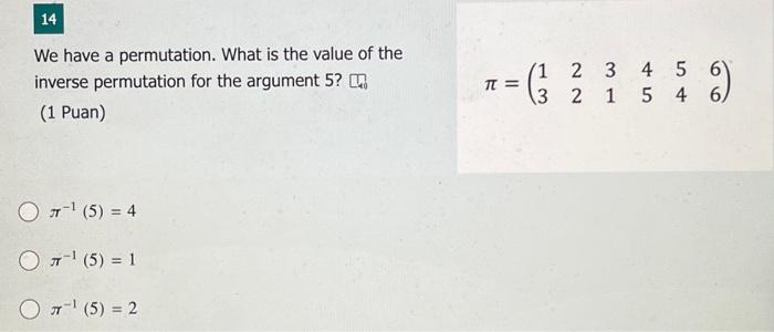 Solved We have a permutation. What is the value of the | Chegg.com