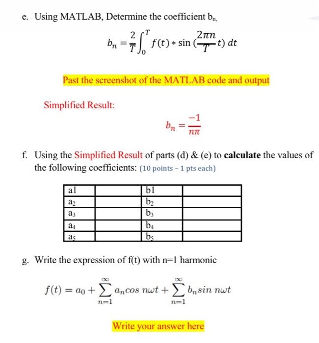Solved 5. Experimental Work 1 Determine the Fourier series | Chegg.com