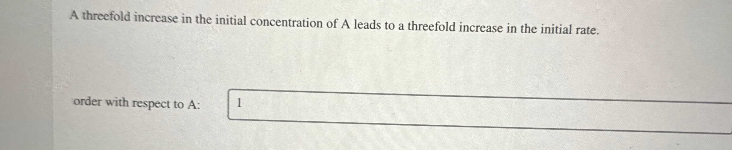 Solved A threefold increase in the initial concentration of | Chegg.com