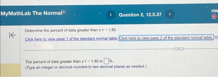 Solved MyMathLab The Normal K Question 2, 12.5.37 HW | Chegg.com