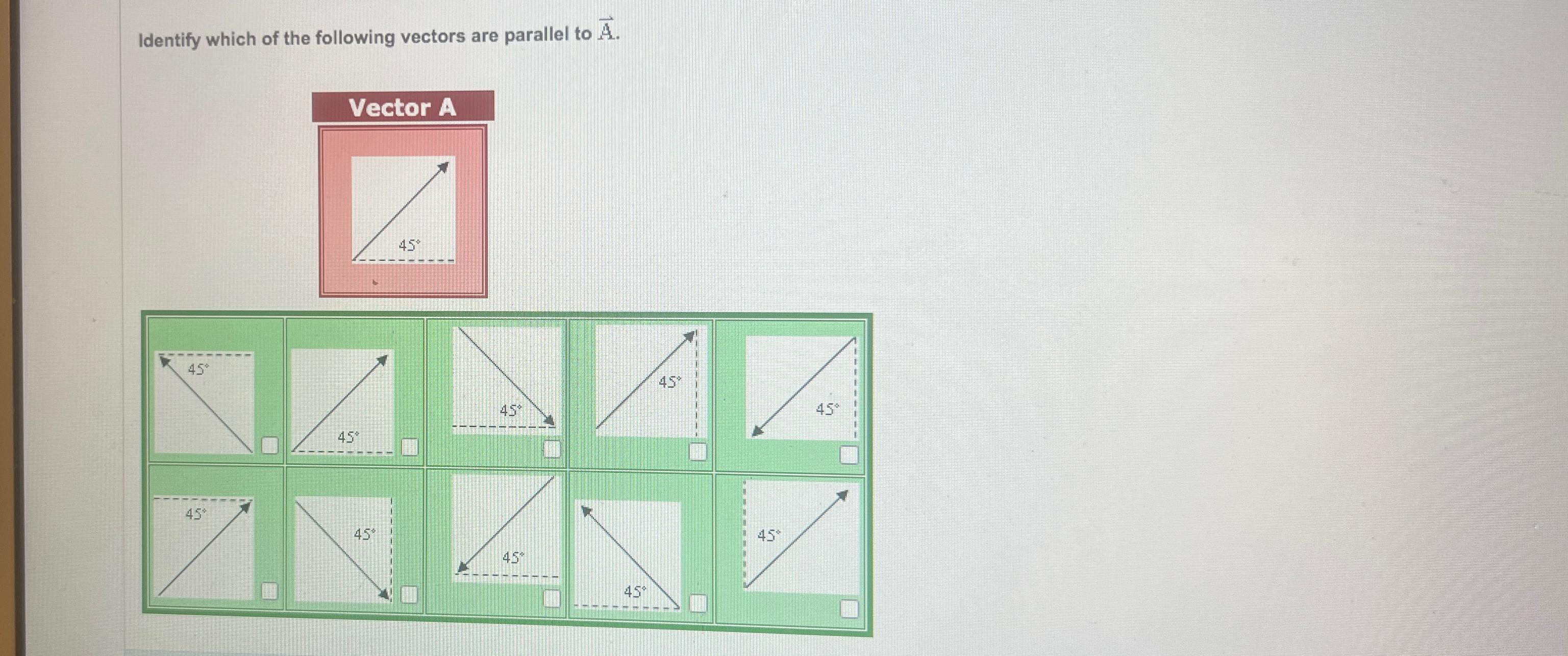 Solved Identify which of the following vectors are parallel | Chegg.com