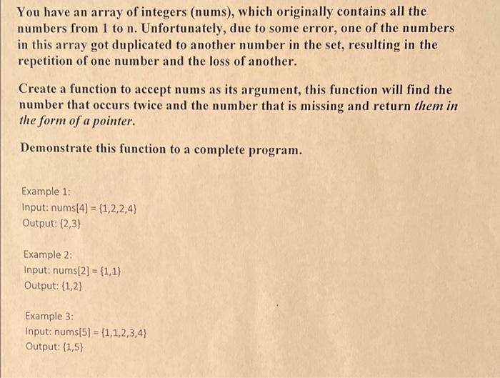 Solved You have an array of integers (nums), which | Chegg.com