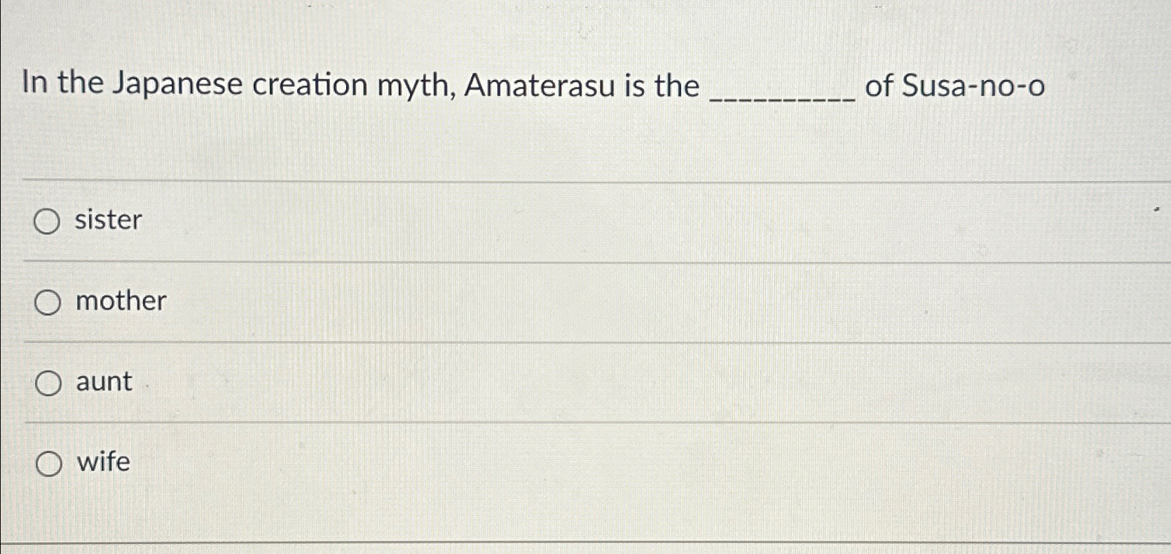 Solved In the Japanese creation myth, ﻿Amaterasu is the of | Chegg.com