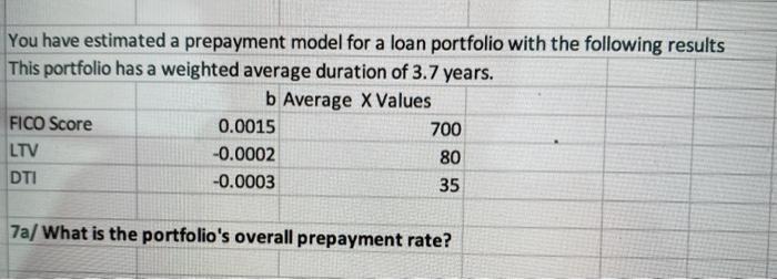 Solved You have estimated a prepayment model for a loan | Chegg.com