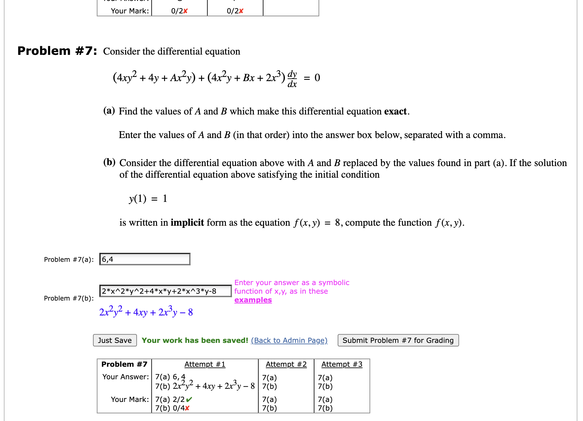Solved Problem #7: Consider the differential | Chegg.com