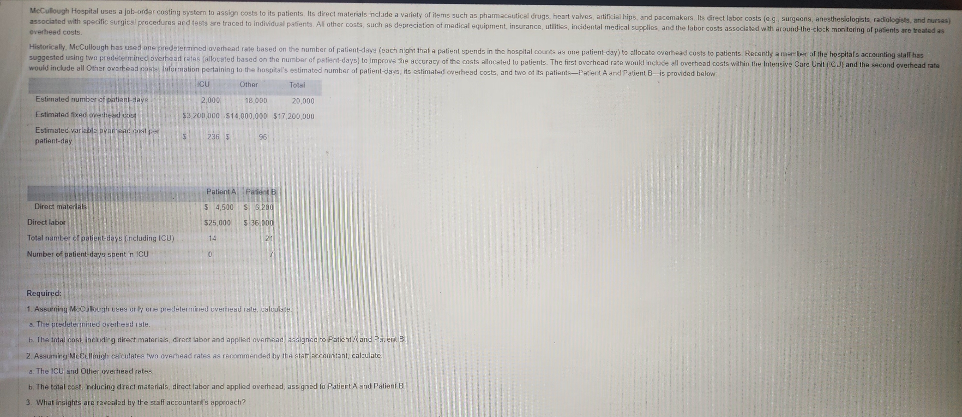 Solved overhead costs.\table[[,ICU,Other,Total],[Estimated | Chegg.com