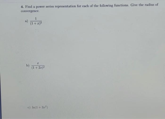 Solved 3. Given ex=∑n=0∞n!xn, compute the power series for | Chegg.com