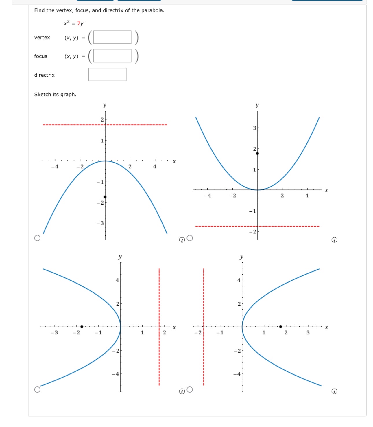 Solved Find the vertex, focus, and directrix of the | Chegg.com