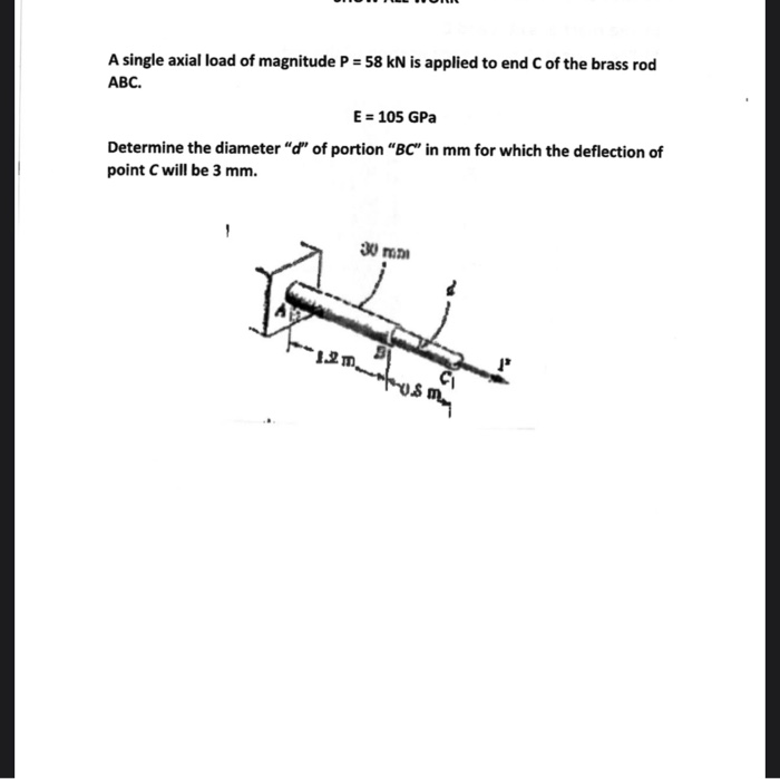 Solved A single axial load of magnitude P = 58 kN is applied | Chegg.com