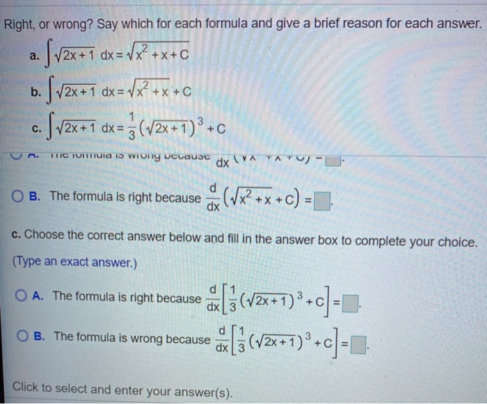 Solved Right, or wrong? Say which for each formula and give | Chegg.com