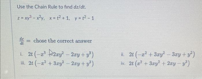Solved Use the Chain Rule to find dz/dt. | Chegg.com