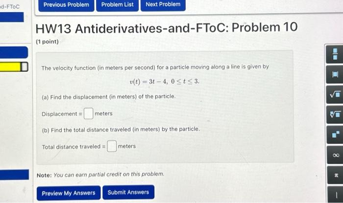 Solved HW13 Antiderivatives-and-FToC: Problem 10 (1 point) | Chegg.com