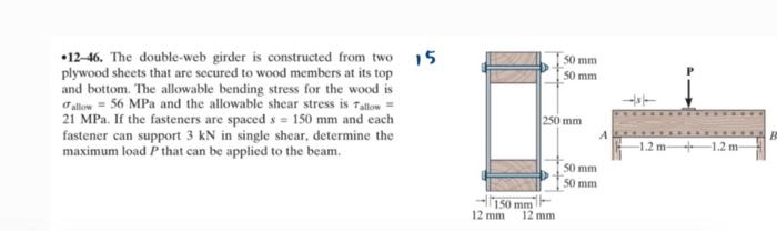 Solved 12-46. The double-web girder is constructed from two | Chegg.com