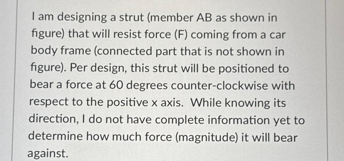 Solved I am designing a strut (member AB as shown in figure) | Chegg.com