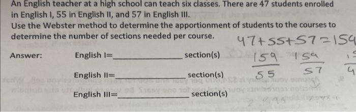Solved An English teacher at a high school can teach six | Chegg.com