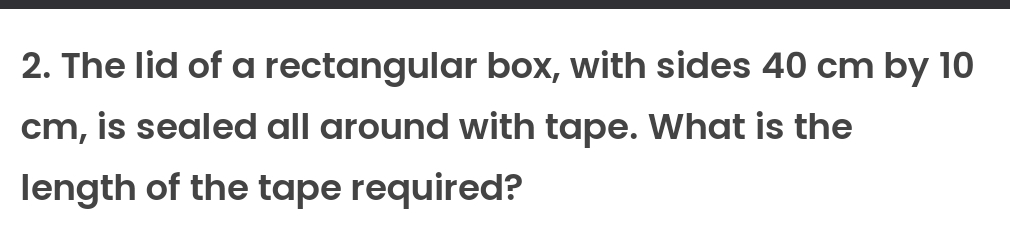 Solved The lid of a rectangular box, with sides 40cm ﻿by | Chegg.com