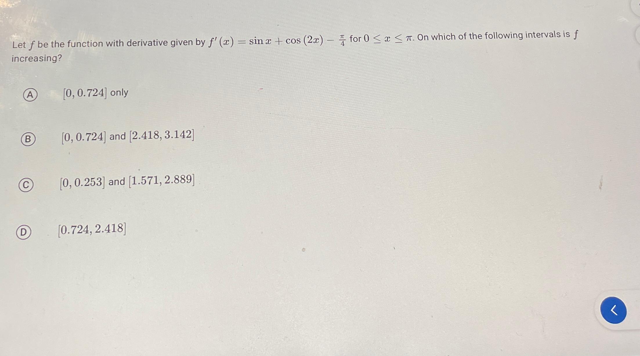 Solved Let f ﻿be the function with derivative given by | Chegg.com