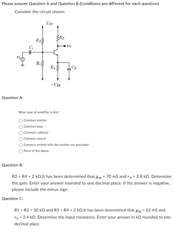 Solved Please answer Question A and Question B.(Conditions | Chegg.com